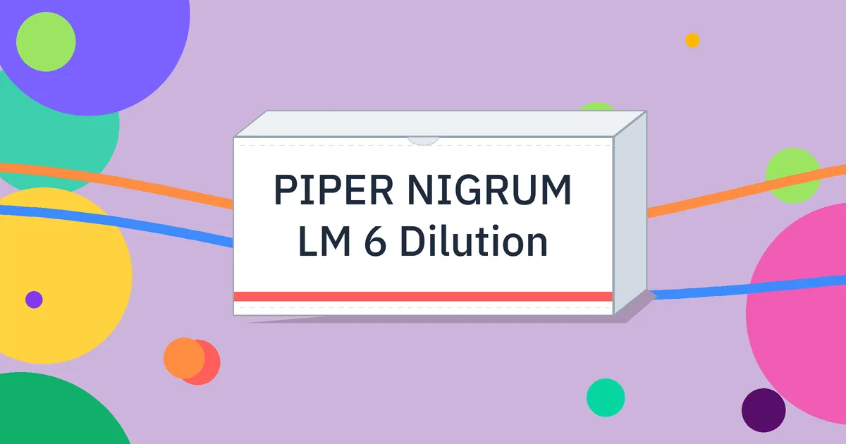 Symbolbild: Packung mit der Aufschrift PIPER NIGRUM LM 6 Dilution (PZN 13644762) – Verfügbarkeit und Bezug in Apotheken in Frankfurt am Main