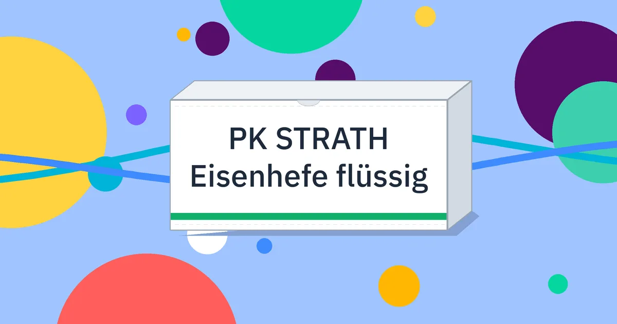 Symbolbild: Packung mit der Aufschrift PK STRATH Eisenhefe flüssig (PZN 07243817) – Verfügbarkeit und Bezug in Apotheken in Frankfurt am Main