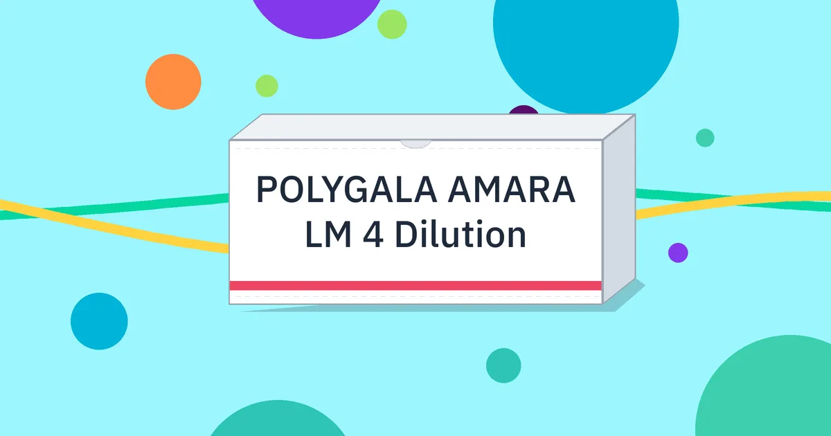 Symbolbild: Packung mit der Aufschrift POLYGALA AMARA LM 4 Dilution (PZN 13661370) – Verfügbarkeit und Bezug in Apotheken in Frankfurt am Main