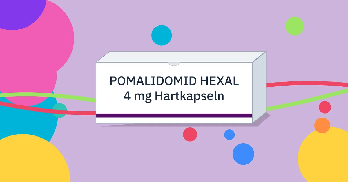 Symbolbild: Packung mit der Aufschrift POMALIDOMID HEXAL 4 mg Hartkapseln (PZN 19136481) – Verfügbarkeit und Bezug in Apotheken in Frankfurt am Main
