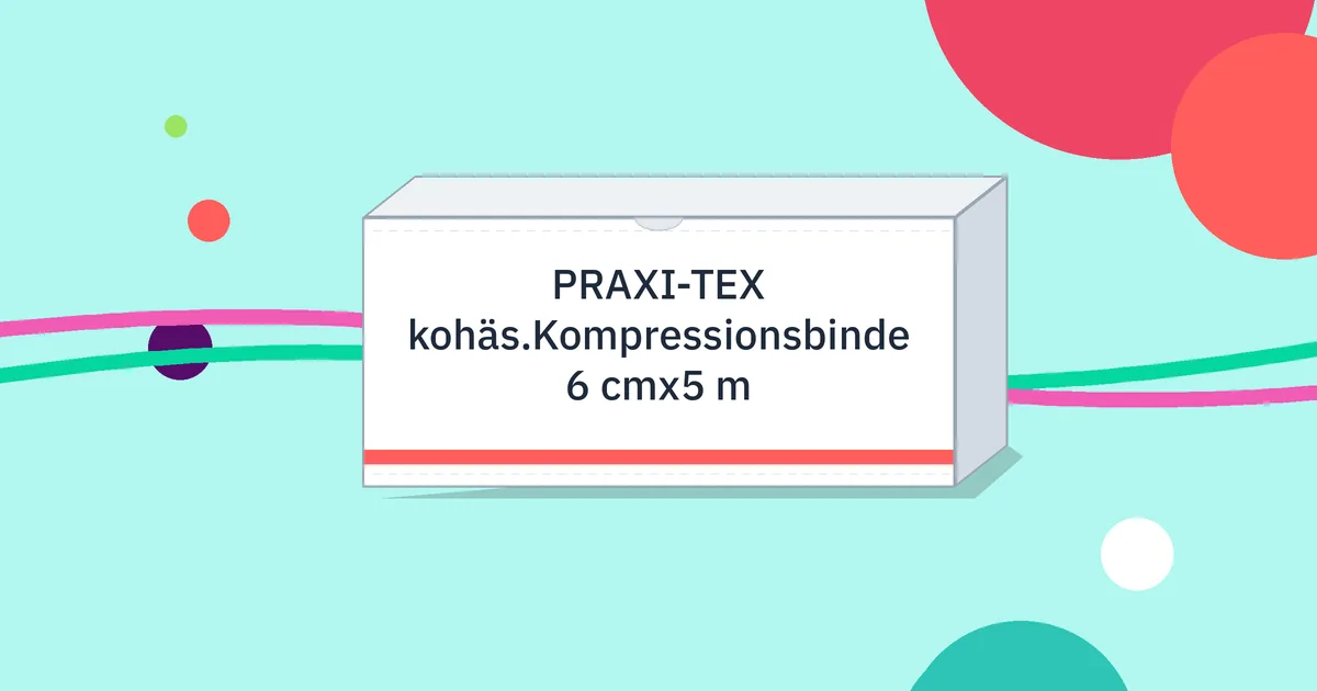Symbolbild: Packung mit der Aufschrift PRAXI-TEX kohäs.Kompressionsbinde 6 cmx5 m (PZN 12827934) – Verfügbarkeit und Bezug in Apotheken in Frankfurt am Main