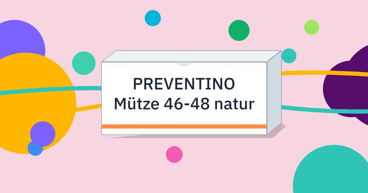 Symbolbild: Packung mit der Aufschrift PREVENTINO Mütze 46-48 natur (PZN 12447261) – Verfügbarkeit und Bezug in Apotheken in Frankfurt am Main