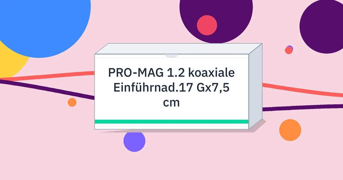 Symbolbild: Packung mit der Aufschrift PRO-MAG 1.2 koaxiale Einführnad.17 Gx7,5 cm (PZN 06768073) – Verfügbarkeit und Bezug in Apotheken in Frankfurt am Main