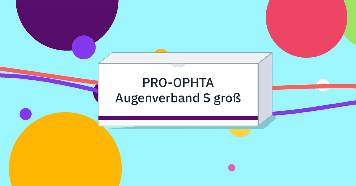Symbolbild: Packung mit der Aufschrift PRO-OPHTA Augenverband S groß (PZN 16165111) – Verfügbarkeit und Bezug in Apotheken in Frankfurt am Main