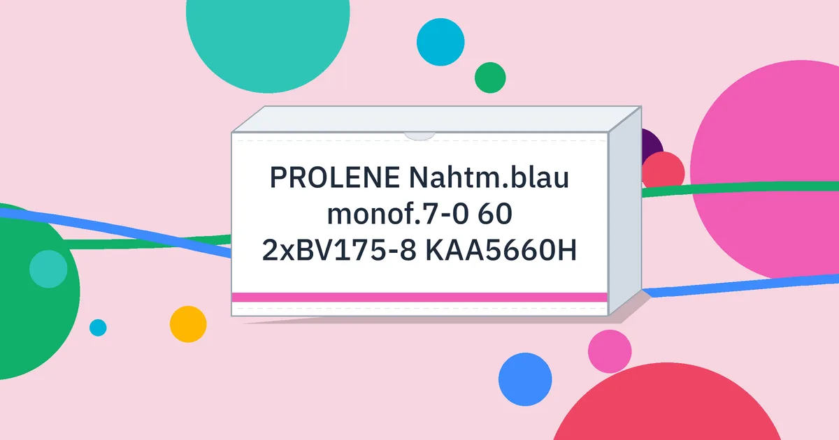 Symbolbild: Packung mit der Aufschrift PROLENE Nahtm.blau monof.7-0 60 2xBV175-8 KAA5660H (PZN 16254493) – Verfügbarkeit und Bezug in Apotheken in Frankfurt am Main