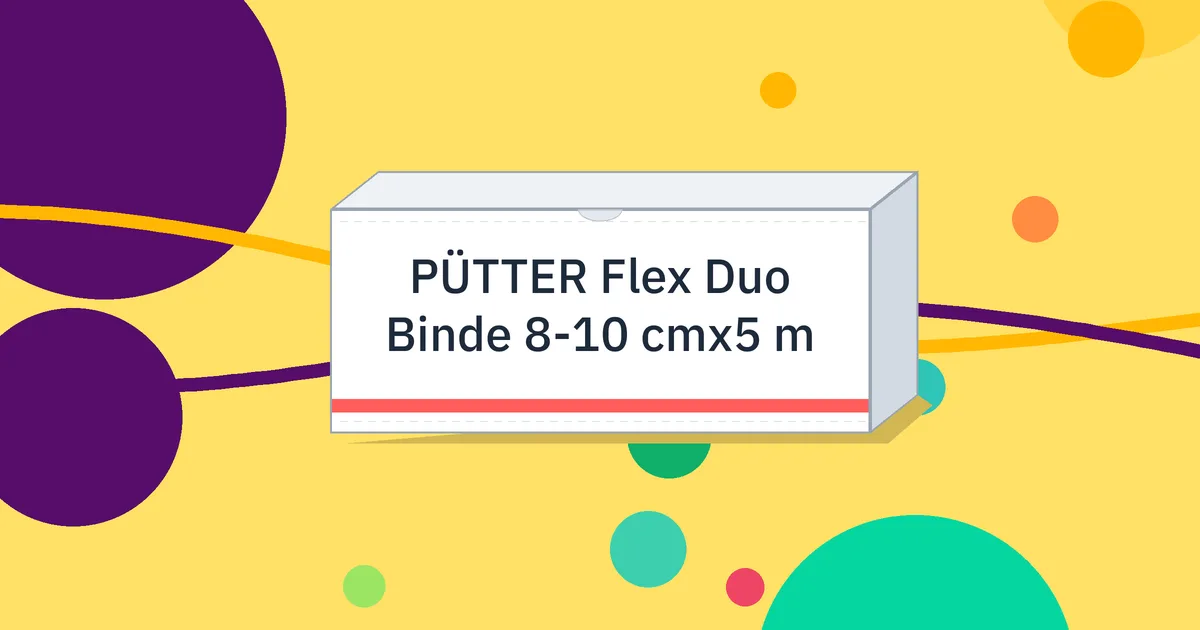 Symbolbild: Packung mit der Aufschrift PÜTTER Flex Duo Binde 8-10 cmx5 m (PZN 12892647) – Verfügbarkeit und Bezug in Apotheken in Frankfurt am Main