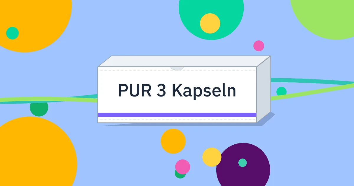 Symbolbild: Packung mit der Aufschrift PUR 3 Kapseln (PZN 02454596) – Verfügbarkeit und Bezug in Apotheken in Frankfurt am Main