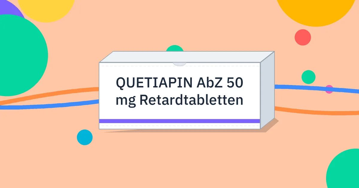 Symbolbild: Packung mit der Aufschrift QUETIAPIN AbZ 50 mg Retardtabletten (PZN 09272929) – Verfügbarkeit und Bezug in Apotheken in Frankfurt am Main