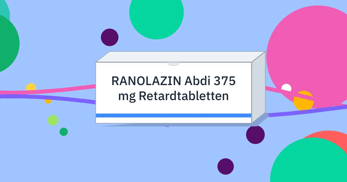 Symbolbild: Packung mit der Aufschrift RANOLAZIN Abdi 375 mg Retardtabletten (PZN 19133028) – Verfügbarkeit und Bezug in Apotheken in Frankfurt am Main