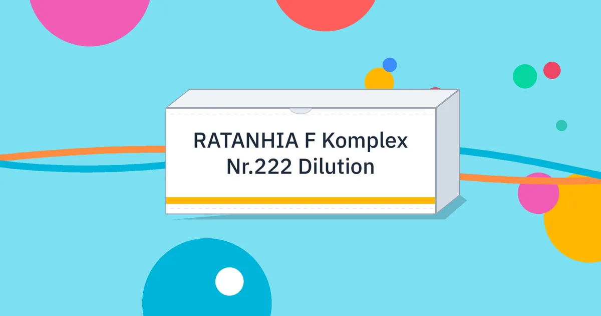 Symbolbild: Packung mit der Aufschrift RATANHIA F Komplex Nr.222 Dilution (PZN 01013128) – Verfügbarkeit und Bezug in Apotheken in Frankfurt am Main