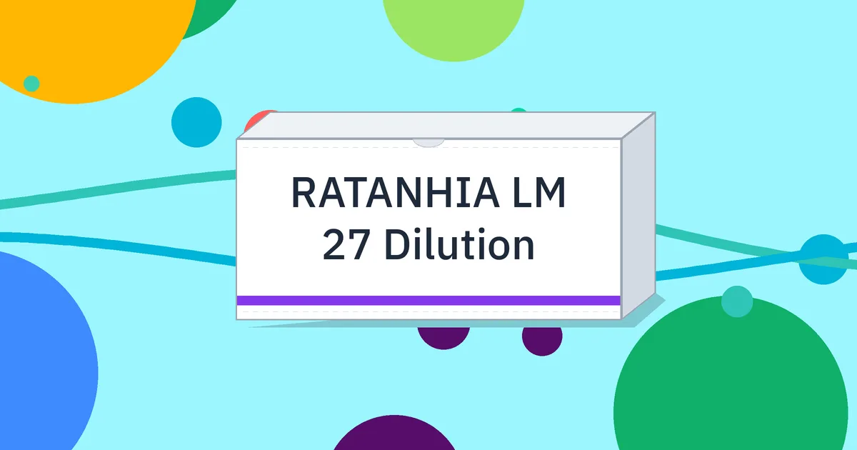 Symbolbild: Packung mit der Aufschrift RATANHIA LM 27 Dilution (PZN 13678229) – Verfügbarkeit und Bezug in Apotheken in Frankfurt am Main