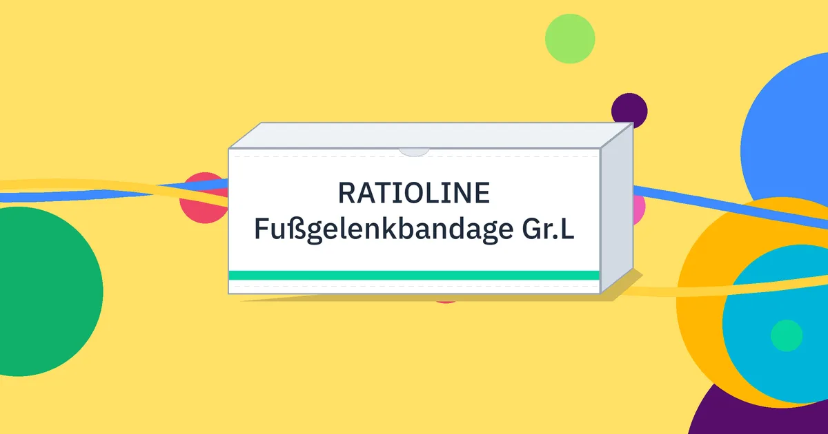 Symbolbild: Packung mit der Aufschrift RATIOLINE Fußgelenkbandage Gr.L (PZN 17872922) – Verfügbarkeit und Bezug in Apotheken in Frankfurt am Main