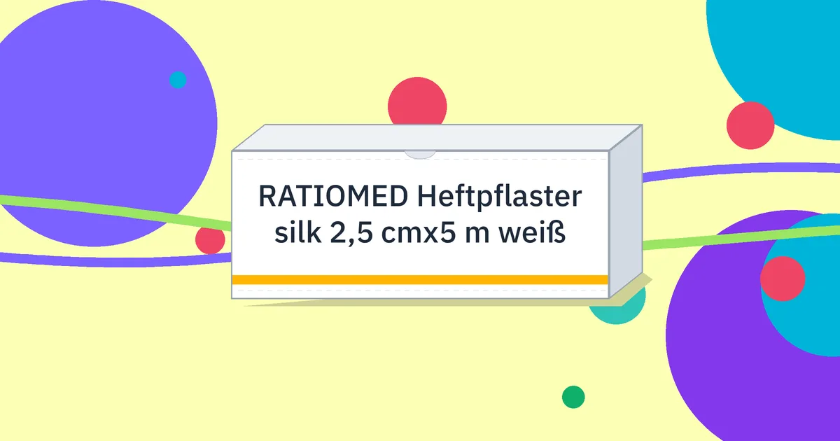 Symbolbild: Packung mit der Aufschrift RATIOMED Heftpflaster silk 2,5 cmx5 m weiß (PZN 09787208) – Verfügbarkeit und Bezug in Apotheken in Frankfurt am Main