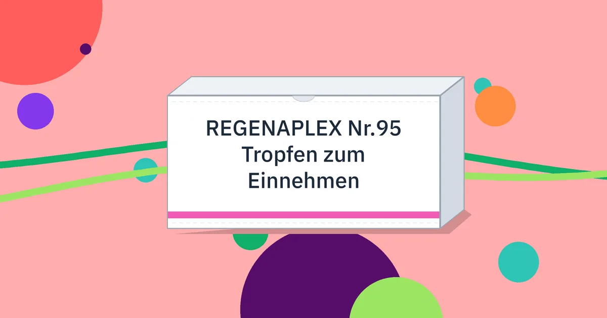 Symbolbild: Packung mit der Aufschrift REGENAPLEX Nr.95 Tropfen zum Einnehmen (PZN 02643529) – Verfügbarkeit und Bezug in Apotheken in Frankfurt am Main