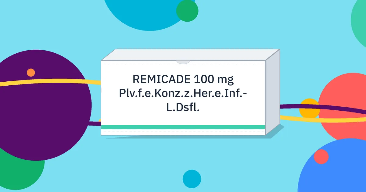 Symbolbild: Packung mit der Aufschrift REMICADE 100 mg Plv.f.e.Konz.z.Her.e.Inf.-L.Dsfl. (PZN 02001630) – Verfügbarkeit und Bezug in Apotheken in Frankfurt am Main