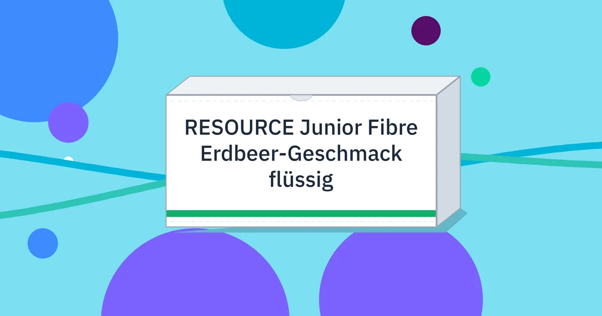 Symbolbild: Packung mit der Aufschrift RESOURCE Junior Fibre Erdbeer-Geschmack flüssig (PZN 13912240) – Verfügbarkeit und Bezug in Apotheken in Frankfurt am Main