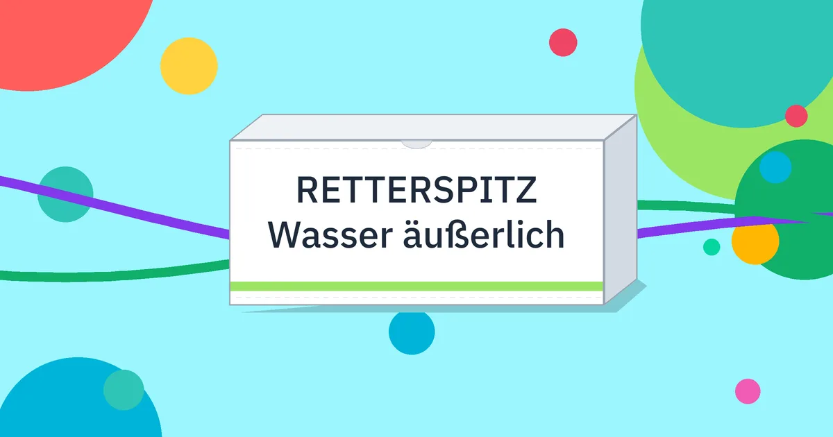 Symbolbild: Packung mit der Aufschrift RETTERSPITZ Wasser äußerlich (PZN 01493306) – Verfügbarkeit und Bezug in Apotheken in Frankfurt am Main