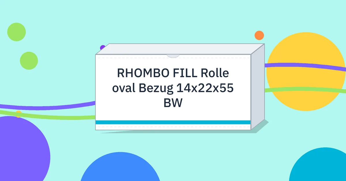 Symbolbild: Packung mit der Aufschrift RHOMBO FILL Rolle oval Bezug 14x22x55 BW (PZN 03948314) – Verfügbarkeit und Bezug in Apotheken in Frankfurt am Main