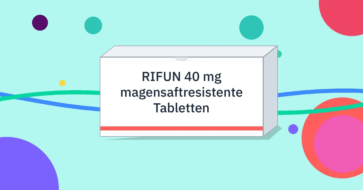 Symbolbild: Packung mit der Aufschrift RIFUN 40 mg magensaftresistente Tabletten (PZN 07265055) – Verfügbarkeit und Bezug in Apotheken in Frankfurt am Main