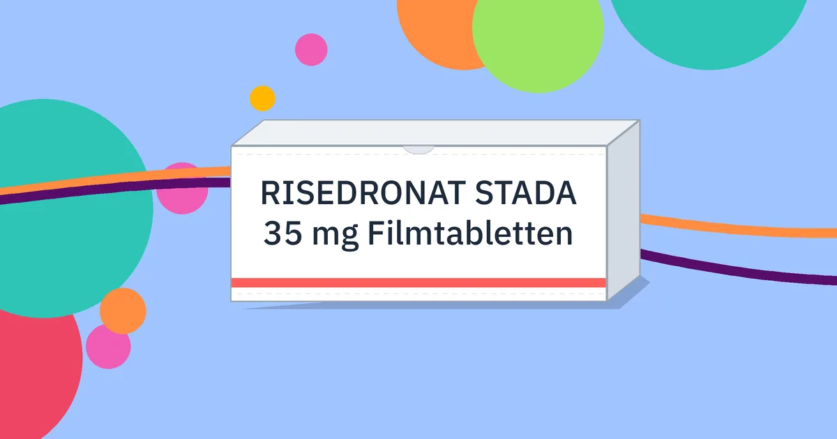 Symbolbild: Packung mit der Aufschrift RISEDRONAT STADA 35 mg Filmtabletten (PZN 20302453) – Verfügbarkeit und Bezug in Apotheken in Frankfurt am Main