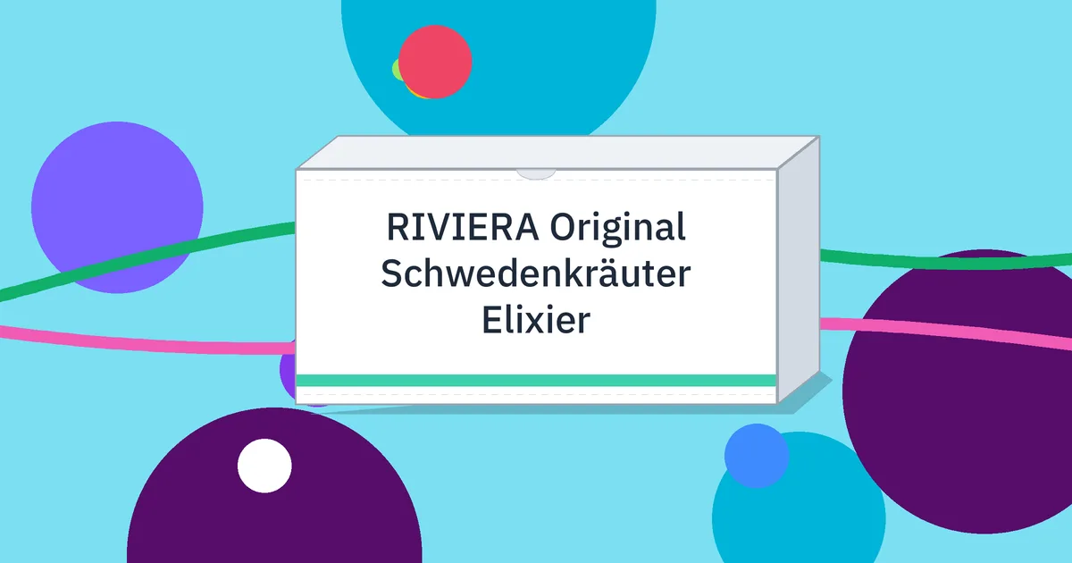 Symbolbild: Packung mit der Aufschrift RIVIERA Original Schwedenkräuter Elixier (PZN 17522079) – Verfügbarkeit und Bezug in Apotheken in Frankfurt am Main