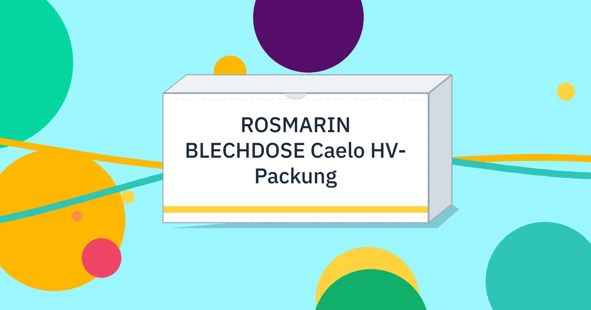 Symbolbild: Packung mit der Aufschrift ROSMARIN BLECHDOSE Caelo HV-Packung (PZN 11032569) – Verfügbarkeit und Bezug in Apotheken in Frankfurt am Main