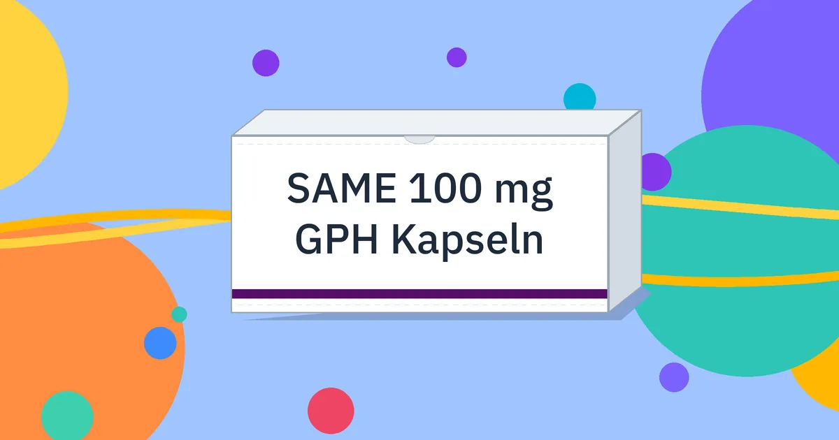 Symbolbild: Packung mit der Aufschrift SAME 100 mg GPH Kapseln (PZN 06998548) – Verfügbarkeit und Bezug in Apotheken in Frankfurt am Main