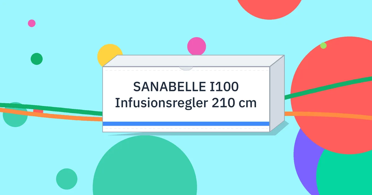 Symbolbild: Packung mit der Aufschrift SANABELLE I100 Infusionsregler 210 cm (PZN 08844826) – Verfügbarkeit und Bezug in Apotheken in Frankfurt am Main