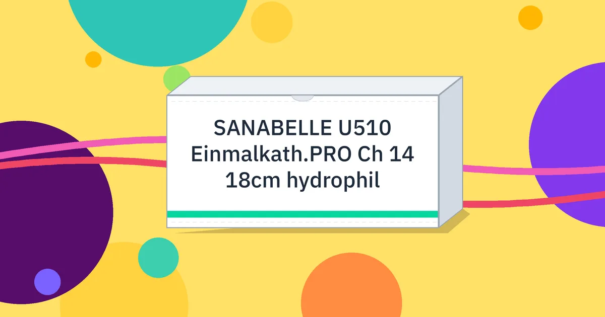 Symbolbild: Packung mit der Aufschrift SANABELLE U510 Einmalkath.PRO Ch 14 18cm hydrophil (PZN 15269765) – Verfügbarkeit und Bezug in Apotheken in Frankfurt am Main