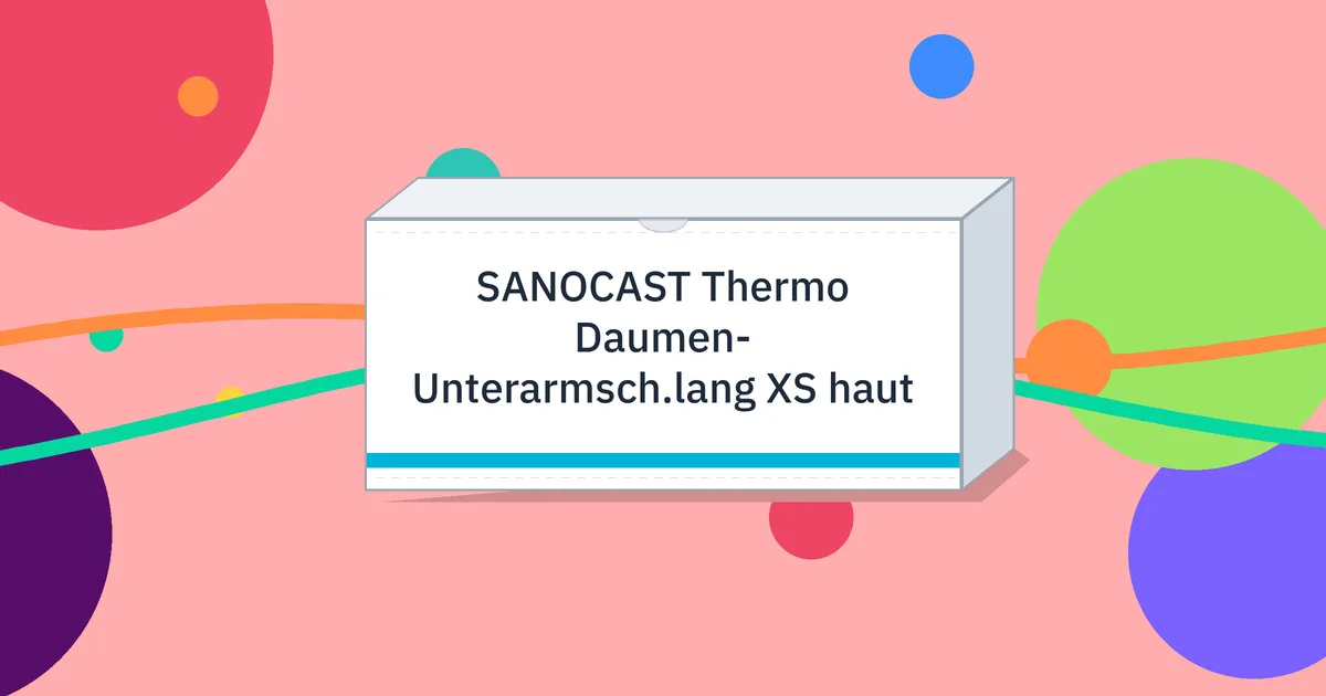 Symbolbild: Packung mit der Aufschrift SANOCAST Thermo Daumen-Unterarmsch.lang XS haut (PZN 15260267) – Verfügbarkeit und Bezug in Apotheken in Frankfurt am Main
