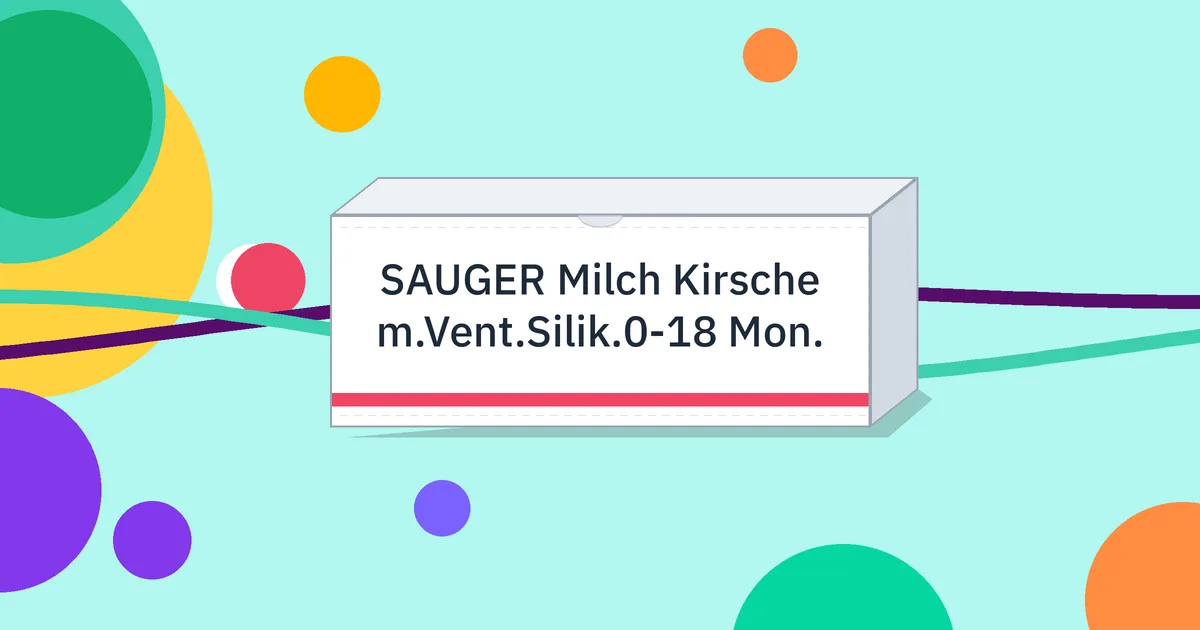 Symbolbild: Packung mit der Aufschrift SAUGER Milch Kirsche m.Vent.Silik.0-18 Mon. (PZN 00225124) – Verfügbarkeit und Bezug in Apotheken in Frankfurt am Main
