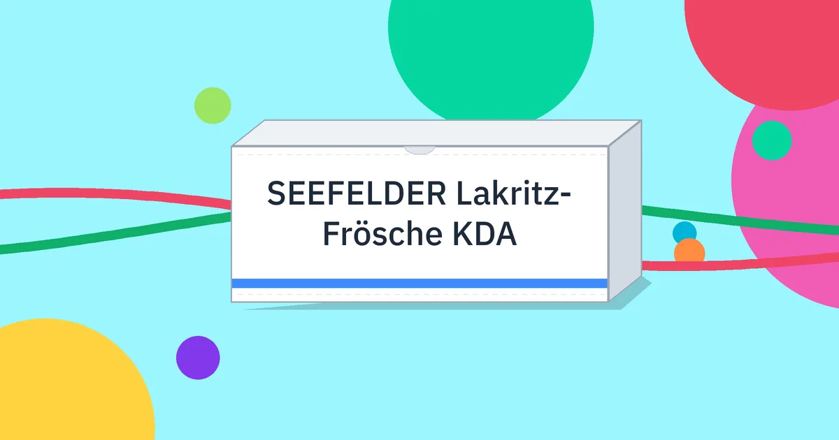 Symbolbild: Packung mit der Aufschrift SEEFELDER Lakritz-Frösche KDA (PZN 03490789) – Verfügbarkeit und Bezug in Apotheken in Frankfurt am Main
