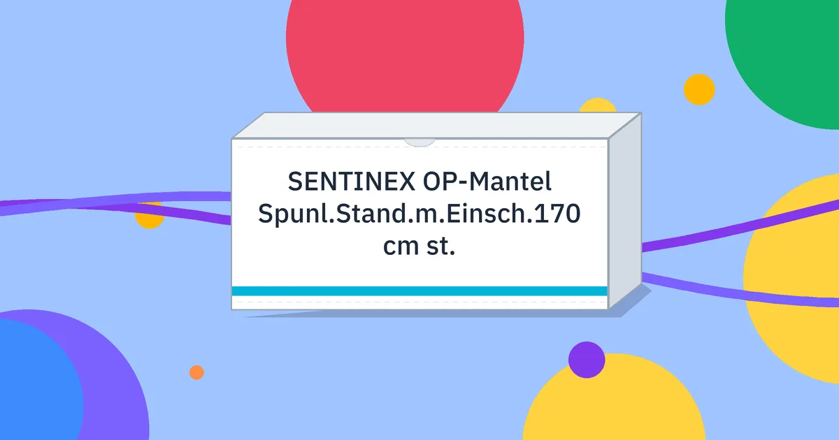 Symbolbild: Packung mit der Aufschrift SENTINEX OP-Mantel Spunl.Stand.m.Einsch.170 cm st. (PZN 03162312) – Verfügbarkeit und Bezug in Apotheken in Frankfurt am Main