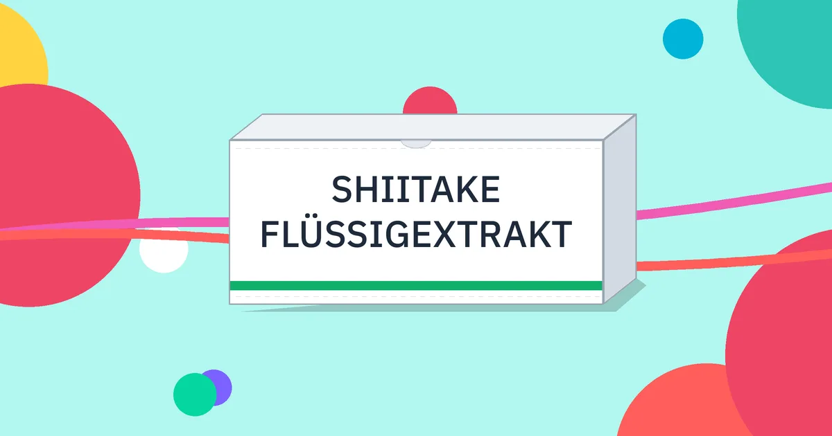 Symbolbild: Packung mit der Aufschrift SHIITAKE FLÜSSIGEXTRAKT (PZN 11653389) – Verfügbarkeit und Bezug in Apotheken in Frankfurt am Main