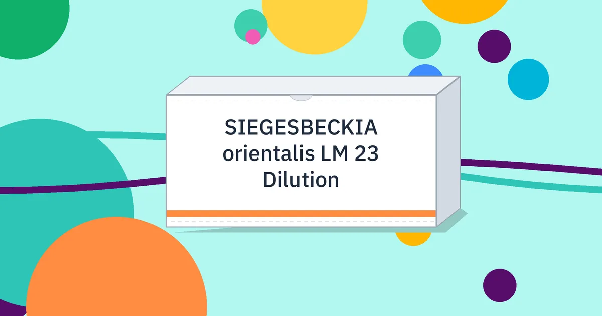 Symbolbild: Packung mit der Aufschrift SIEGESBECKIA orientalis LM 23 Dilution (PZN 13677448) – Verfügbarkeit und Bezug in Apotheken in Frankfurt am Main