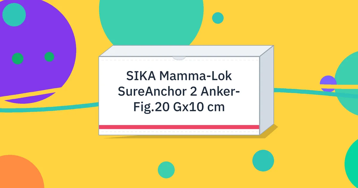 Symbolbild: Packung mit der Aufschrift SIKA Mamma-Lok SureAnchor 2 Anker-Fig.20 Gx10 cm (PZN 20305960) – Verfügbarkeit und Bezug in Apotheken in Frankfurt am Main