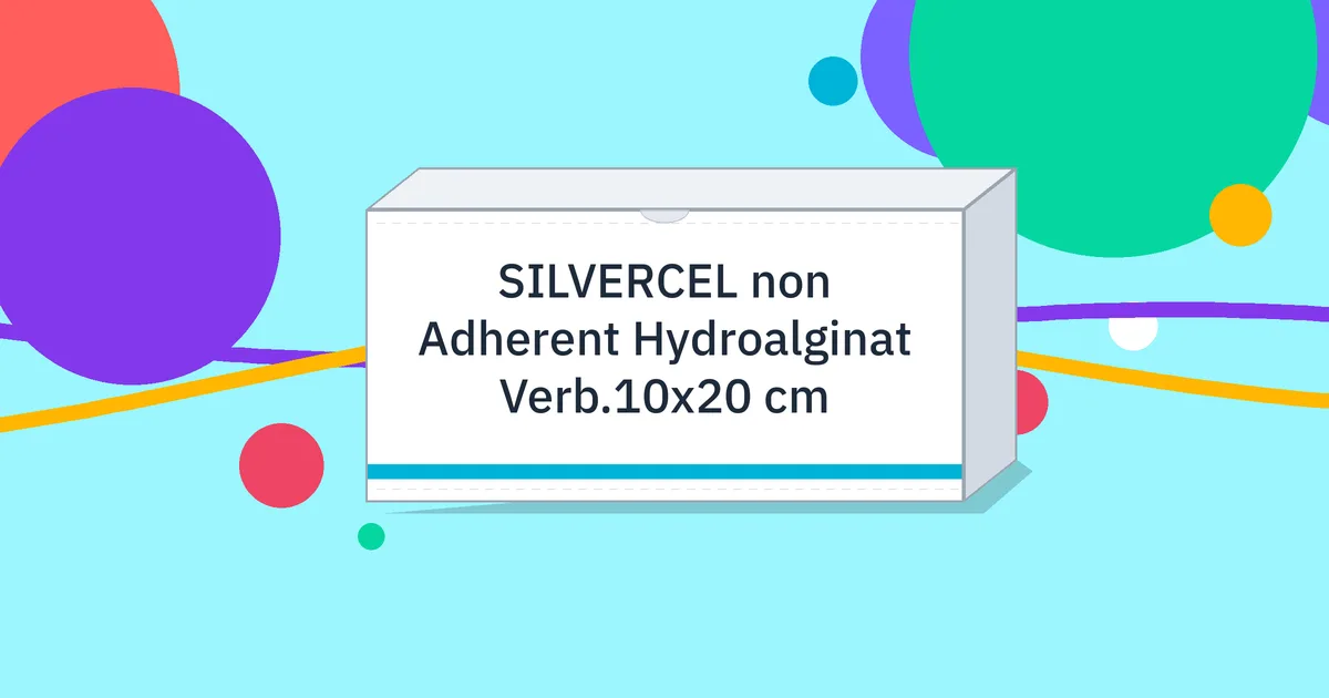 Symbolbild: Packung mit der Aufschrift SILVERCEL non Adherent Hydroalginat Verb.10x20 cm (PZN 09644532) – Verfügbarkeit und Bezug in Apotheken in Frankfurt am Main