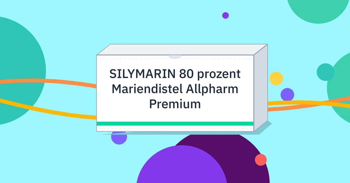 Symbolbild: Packung mit der Aufschrift SILYMARIN 80 prozent Mariendistel Allpharm Premium (PZN 19658624) – Verfügbarkeit und Bezug in Apotheken in Frankfurt am Main