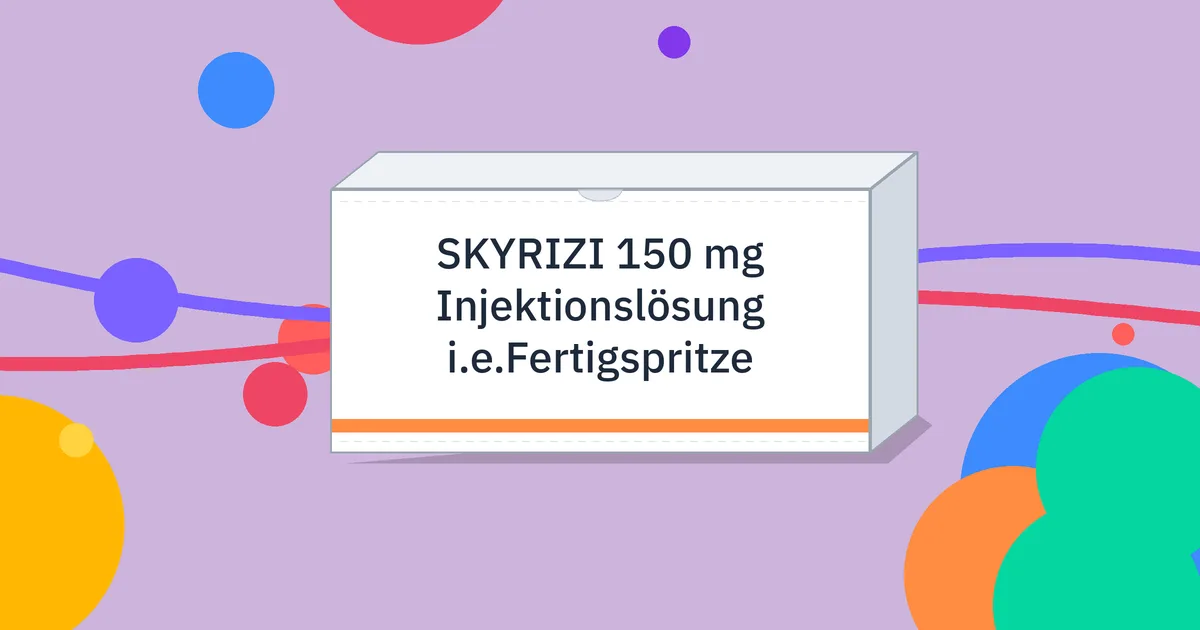 Symbolbild: Packung mit der Aufschrift SKYRIZI 150 mg Injektionslösung i.e.Fertigspritze (PZN 18006871) – Verfügbarkeit und Bezug in Apotheken in Frankfurt am Main