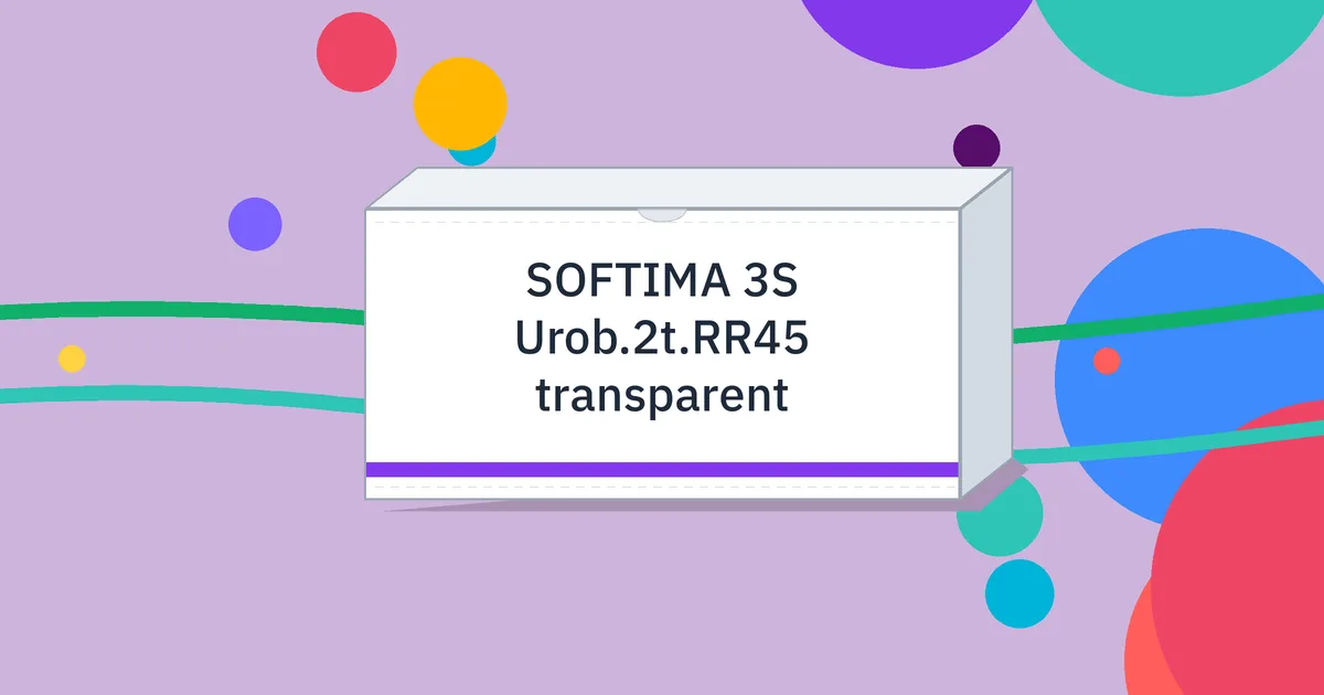 Symbolbild: Packung mit der Aufschrift SOFTIMA 3S Urob.2t.RR45 transparent (PZN 04813504) – Verfügbarkeit und Bezug in Apotheken in Frankfurt am Main