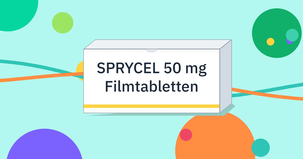 Symbolbild: Packung mit der Aufschrift SPRYCEL 50 mg Filmtabletten (PZN 07105825) – Verfügbarkeit und Bezug in Apotheken in Frankfurt am Main