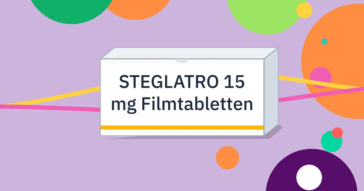 Symbolbild: Packung mit der Aufschrift STEGLATRO 15 mg Filmtabletten (PZN 16351670) – Verfügbarkeit und Bezug in Apotheken in Frankfurt am Main