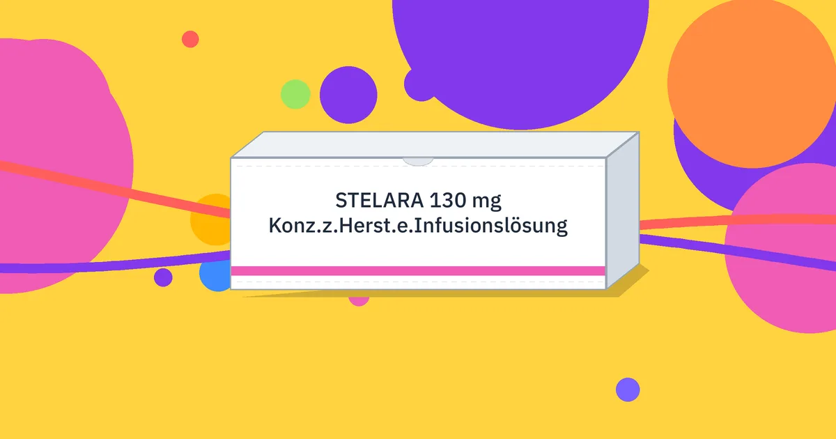 Symbolbild: Packung mit der Aufschrift STELARA 130 mg Konz.z.Herst.e.Infusionslösung (PZN 13314533) – Verfügbarkeit und Bezug in Apotheken in Frankfurt am Main