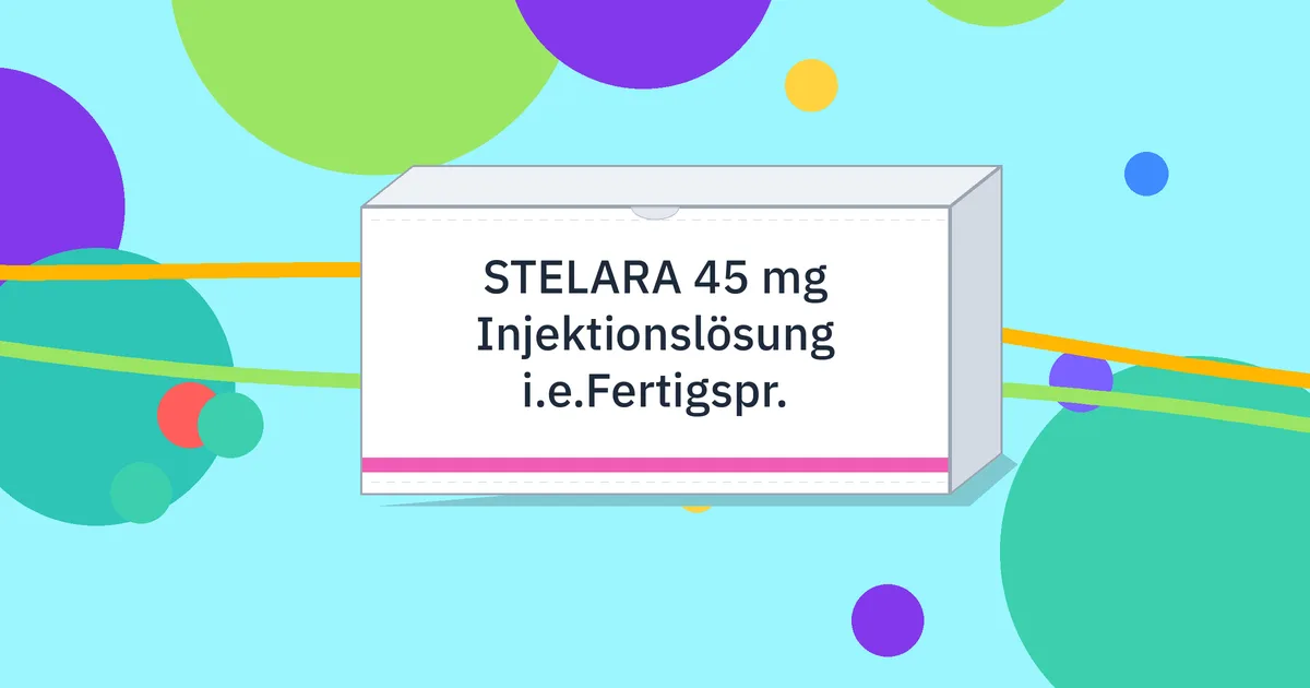 Symbolbild: Packung mit der Aufschrift STELARA 45 mg Injektionslösung i.e.Fertigspr. (PZN 16037034) – Verfügbarkeit und Bezug in Apotheken in Frankfurt am Main