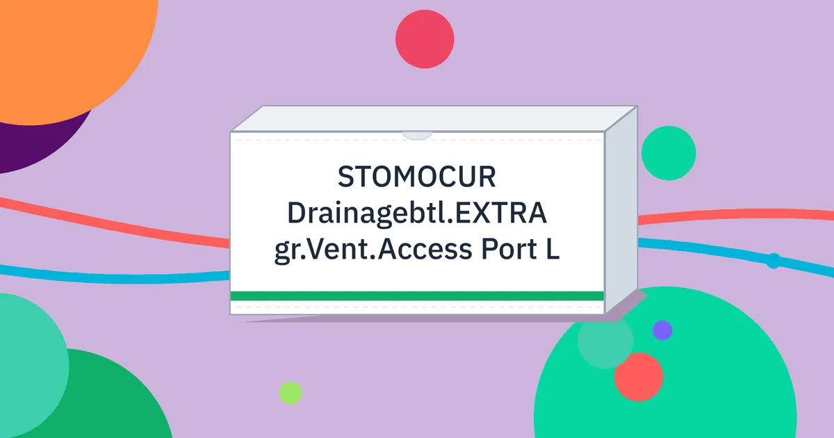 Symbolbild: Packung mit der Aufschrift STOMOCUR Drainagebtl.EXTRA gr.Vent.Access Port L (PZN 11549108) – Verfügbarkeit und Bezug in Apotheken in Frankfurt am Main