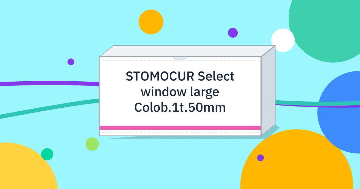 Symbolbild: Packung mit der Aufschrift STOMOCUR Select window large Colob.1t.50mm (PZN 10557867) – Verfügbarkeit und Bezug in Apotheken in Frankfurt am Main