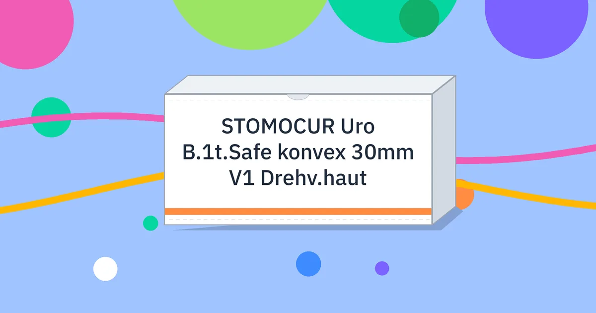 Symbolbild: Packung mit der Aufschrift STOMOCUR Uro B.1t.Safe konvex 30mm V1 Drehv.haut (PZN 17552873) – Verfügbarkeit und Bezug in Apotheken in Frankfurt am Main