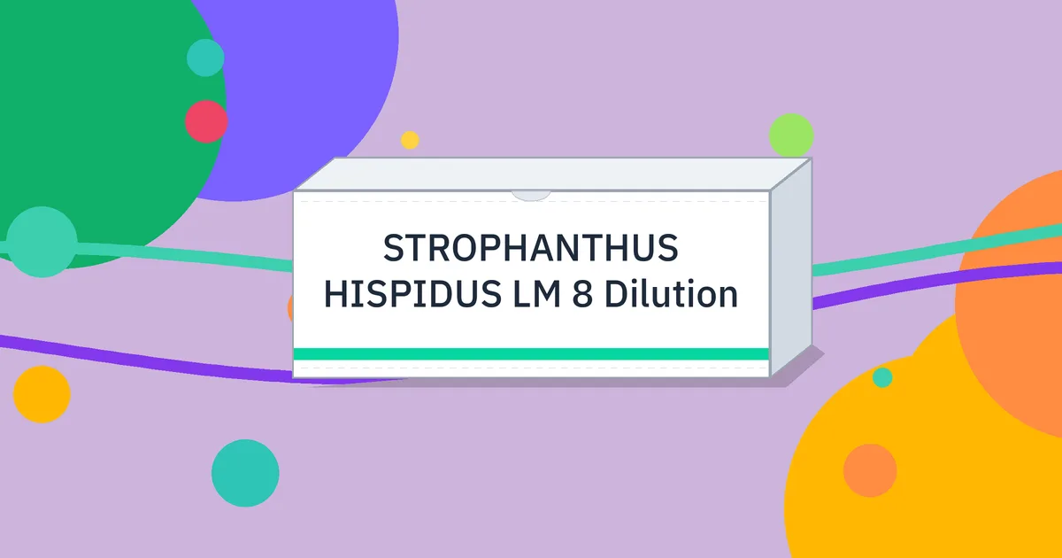 Symbolbild: Packung mit der Aufschrift STROPHANTHUS HISPIDUS LM 8 Dilution (PZN 13205264) – Verfügbarkeit und Bezug in Apotheken in Frankfurt am Main