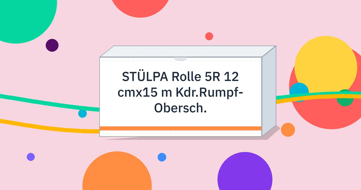 Symbolbild: Packung mit der Aufschrift STÜLPA Rolle 5R 12 cmx15 m Kdr.Rumpf-Obersch. (PZN 13745747) – Verfügbarkeit und Bezug in Apotheken in Frankfurt am Main