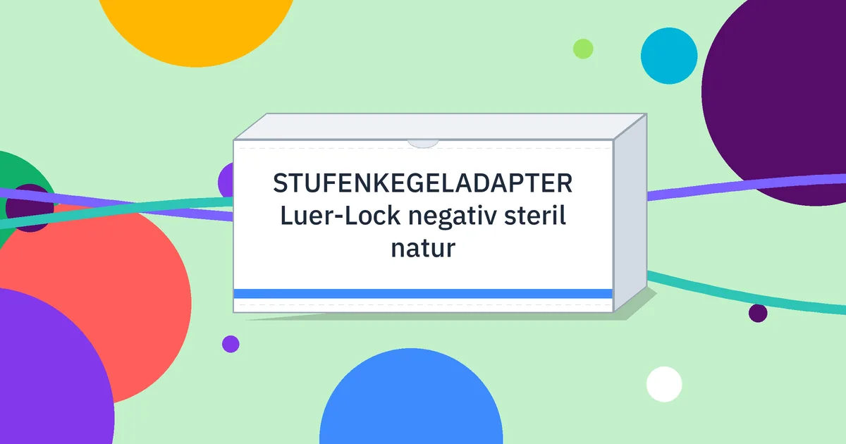Symbolbild: Packung mit der Aufschrift STUFENKEGELADAPTER Luer-Lock negativ steril natur (PZN 17366314) – Verfügbarkeit und Bezug in Apotheken in Frankfurt am Main